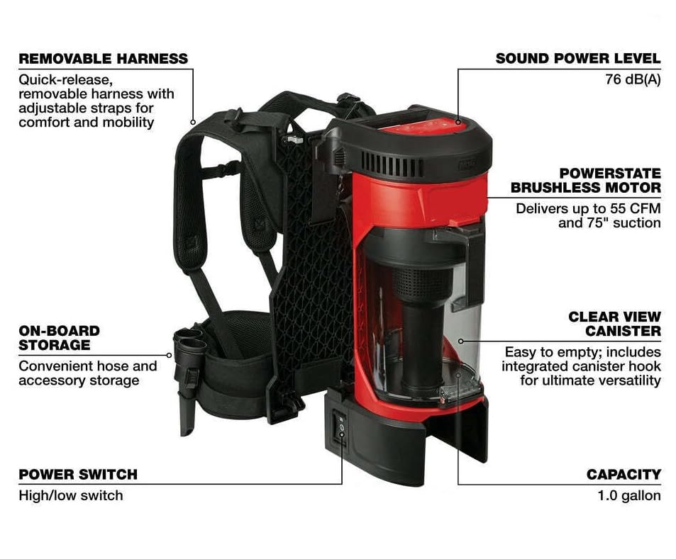 FitseN Suitable for Milwaukee M18 18V 3-in-1 Cordless Backpack Vacuum - Bare Tool, Model# 0885-20