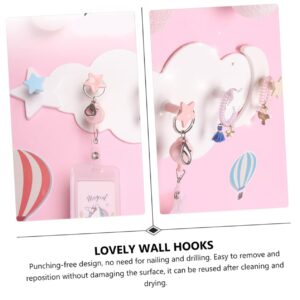 OFFSCH 2pcs Star Moon Hook Cartoon Wall Entryway Hanger Wall Mount Coat Hooks Wall Decorative Hooks Coat Hanger Adhesive Hooks Hanging Towel Rack White No Trace Plastic Nightgown