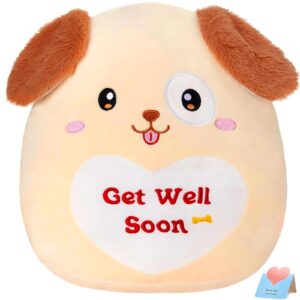 wewill 12’’ get well soon puppy soft plush pillow cute get well dog stuffed animal toy gifts for toddler kids boys girls