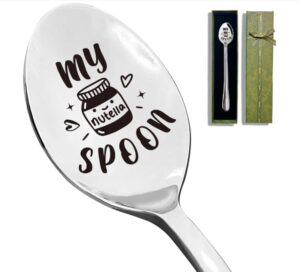 my nutella spoon stainless steel spoon, dessert cake nutella spoon, gifts for women, men, nutella lovers, birthday christmas thanksgiving graduation housewarming gifts, unique idea gift