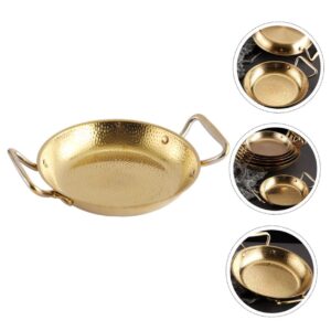 BRIGHTFUFU Double Ears Sukiyaki Restaurant Pan Paella Cooking Pan Nonstick Frying Pan Cauldron Cast Iron Paella Cooker Appetizer Plate Dish Thicken 304 Stainless Steel Anti-scalding Pan