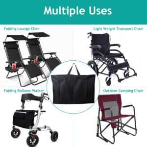 Heavy Duty Folding Chair Storage Bag, 600D Chair Storage Case for Beach Chair Camping Chair Zero Gravity Chair Folding Walker/Wheelchair, Extra Large Travel Bag with Zippers, 41.5" Lx 11" Wx 28.5" H