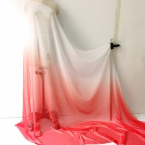 30d chiffon fabric for dress gradient chiffon mateiral 2 tone shade chiffon fabric dancing clothing wedding sewing material (red and white, 5 meters)