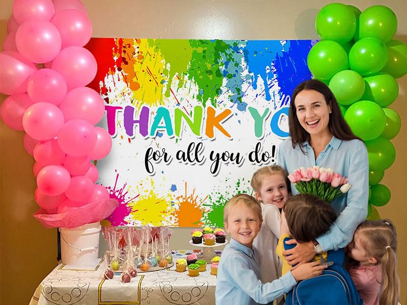 Avezano Art Thank You Backdrop Painting Thank You for All You Do Party Decoration Thanks to Staff Teachers Professors Doctors Photo Banner We Appreciate You Banner 70.8 x 43.3 Inch