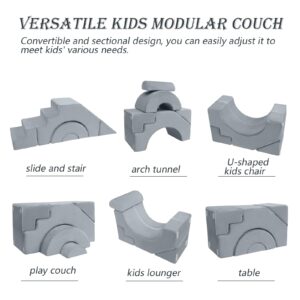 MeMoreCool Foam Climbing Toddler Couch Modular Kids Sofa, Sectional Baby Couch for Climb Crawl, Kid Play Couch Convertible Children Sofa Bedroom Playroom Furniture, Play Sofa with Slide & Stair