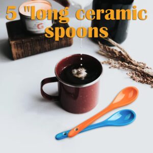 AKOAK 5 "Ceramic Egg Spoon, Ceramic Soup Spoons Porcelain Spoons for Coffee, Tea, Yogurt, Ice Cream, Appetizer and Dessert Spoons, Set of 8 Pcs