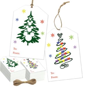 christmas tag decoration,50pcs mouse christmas tree gift tags with strings,christmas merry christmas labels favors for 2022 xmas holiday tag decoration (green chrsitmas)”