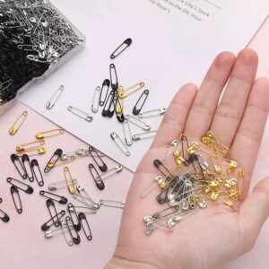 600 Pcs Safety Pins Assorted, 4 Sizes Large and Small Safety Pins for Clothes,Black Gold Silver Safety Pins Rust Resistant for Art,Crafts, Sewing and Jewelry Making