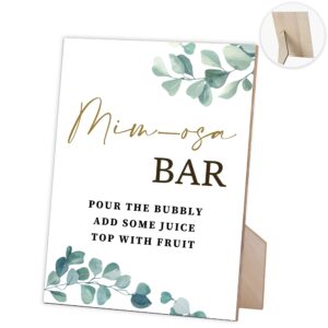 greenery eucalyptus mimosa bar sign,eucalyptus mimosa bar decor,for wedding reception & event party,table centerpieces for party event,bridal shower decor,wedding party sign,wood signage with stand,22