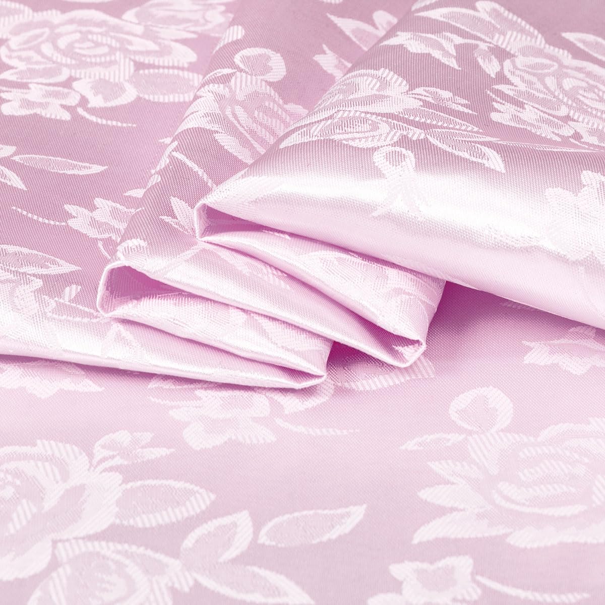 MaiMaiSuan 60" Wide Pink Satin Floral Jacquard Fabric Shiny Silky Satin Fabric by The Yard for Table Runner，Napkins，Wedding，Dress，Bedding Sheet,DIY Crafts，1 Yard