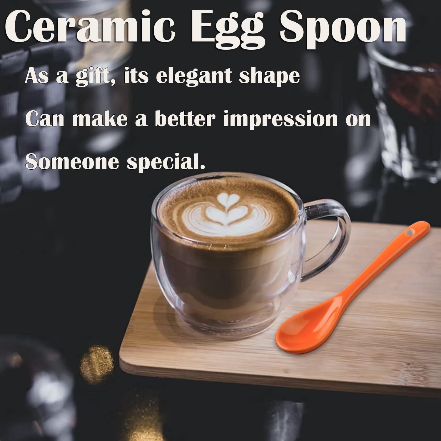 AKOAK 5 "Ceramic Egg Spoon, Ceramic Soup Spoons Porcelain Spoons for Coffee, Tea, Yogurt, Ice Cream, Appetizer and Dessert Spoons, Set of 8 Pcs