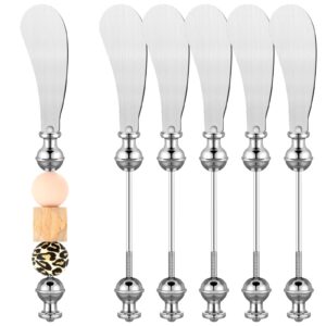 lasnten 6 pcs cheese spreader knives diy decorative beaded butter spreader knives stainless steel cheese knives butter knives for charcuterie board wedding party accessories