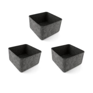 three by three seattle get organized with colorful two-tone 'felt-like-it!' bin 7x7x4: perfect for office, craft room, classroom, living room, bedroom storage, and more (charcoal) 3 pack