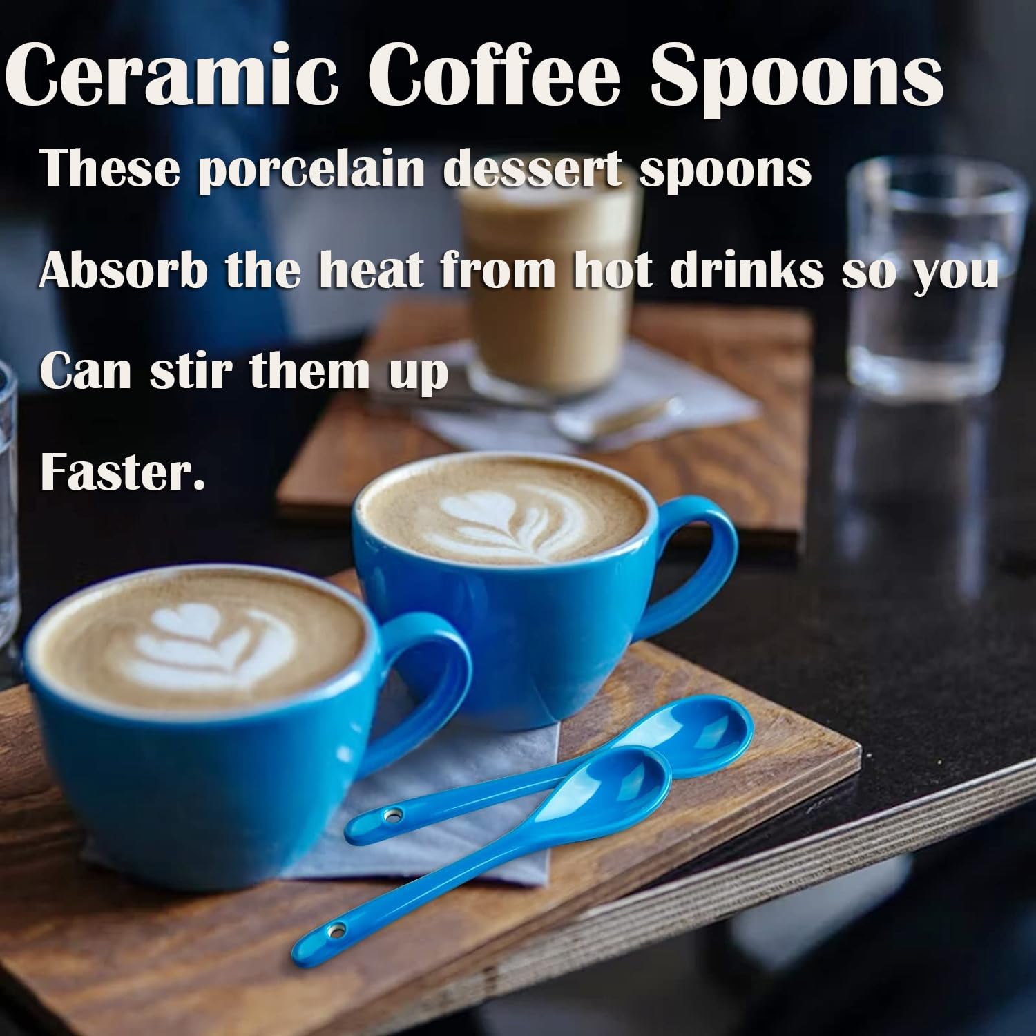 AKOAK 5 "Ceramic Egg Spoon, Ceramic Soup Spoons Porcelain Spoons for Coffee, Tea, Yogurt, Ice Cream, Appetizer and Dessert Spoons, Set of 8 Pcs