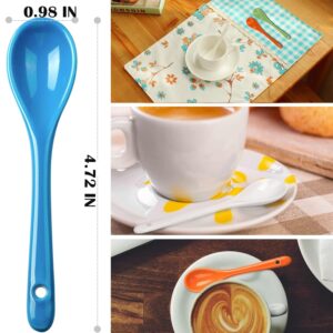 AKOAK 5 "Ceramic Egg Spoon, Ceramic Soup Spoons Porcelain Spoons for Coffee, Tea, Yogurt, Ice Cream, Appetizer and Dessert Spoons, Set of 8 Pcs