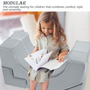 MeMoreCool Foam Climbing Toddler Couch Modular Kids Sofa, Sectional Baby Couch for Climb Crawl, Kid Play Couch Convertible Children Sofa Bedroom Playroom Furniture, Play Sofa with Slide & Stair