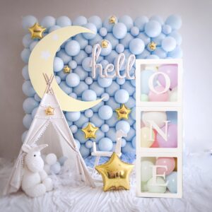 HPLYEL One Boxes for 1st Birthday, 3PCS Balloon Boxes Decorations for Baby Shower Birthday Decoration with ONE Letters for Boys and Girls 1 Year Old Birthday Party Backdrop Photoshoot Props (White)