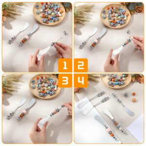 Lasnten 6 Pcs Cheese Spreader Knives DIY Decorative Beaded Butter Spreader Knives Stainless Steel Cheese Knives Butter Knives for Charcuterie Board Wedding Party Accessories