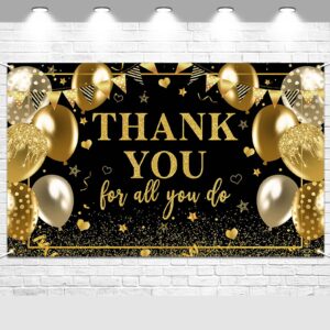 avezano thank you for all you do banner backdrop gold black thank you party background for employee appreciation decorations congrats grad happy retirement teacher doctor banner 70.8x43.3inch