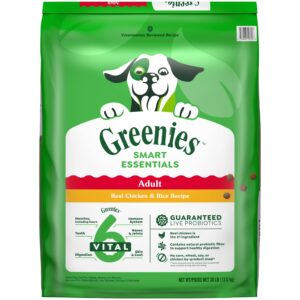 greenies smart essentials adult high protein dry dog food real chicken & rice recipe, 30 lb. bag