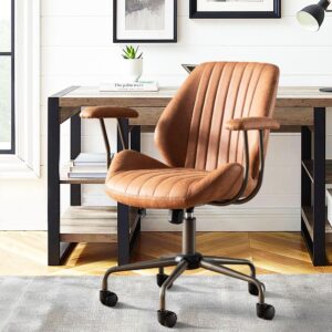 caodoc high back office chair,modern swivel office chair,brown suede fabric gaming chair,height adjustable home office desk chair with lumbar support