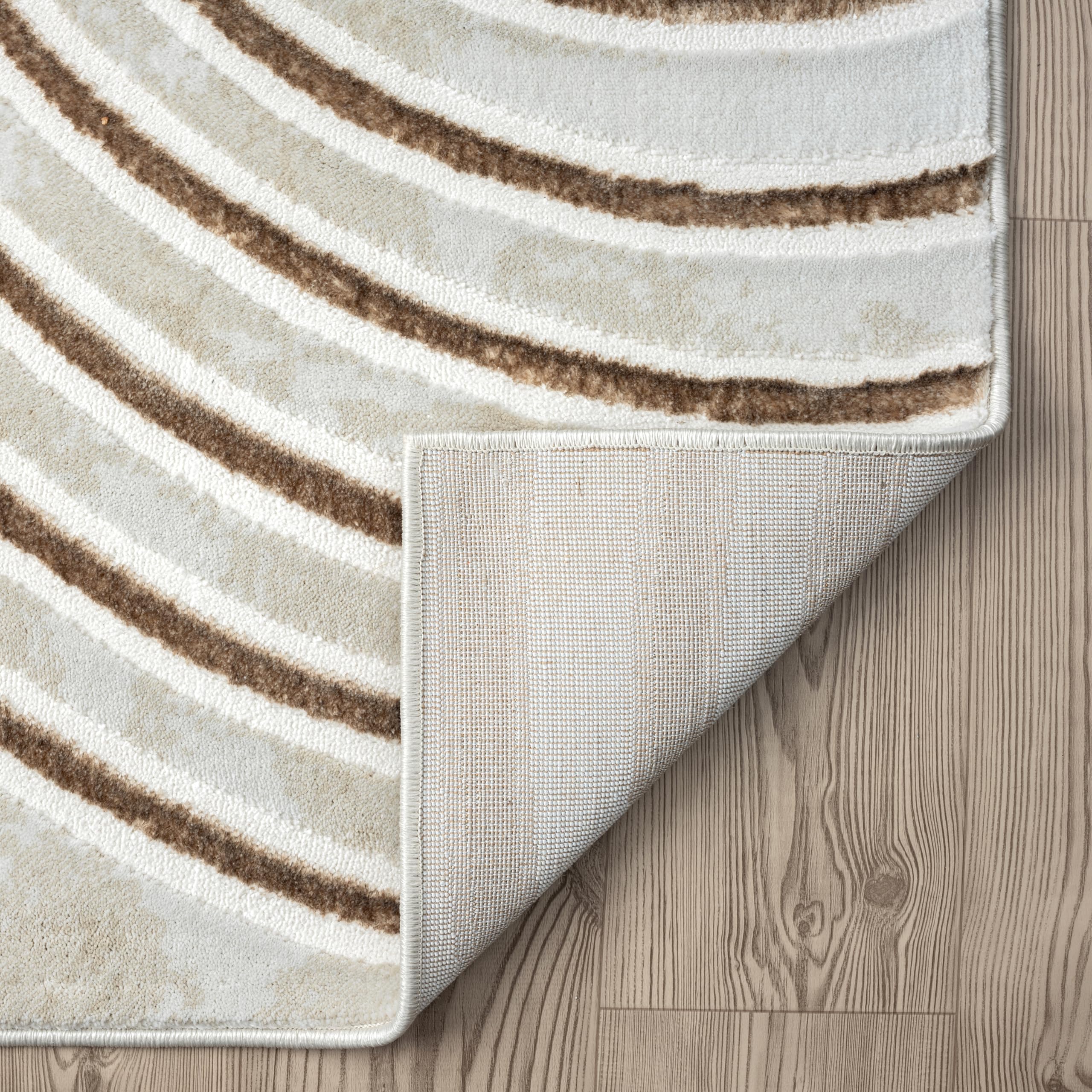 Abani Glam Collection Area Rug - Beige/Cream Modern Abstract Design - 6' x 9' - for Living Room, Bedroom & Office