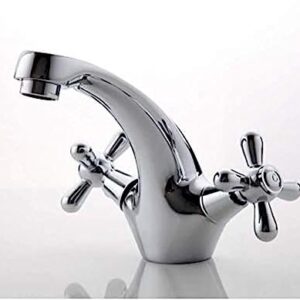 Kitchen Taps Classic Silver Bathroom Basin Faucet Mixer Toilet Faucet Double Handle Bath Faucet Hot and Cold Water Mixer Control