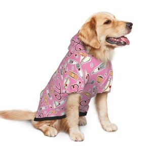 Medical Thermometer Nurse Hat Dog Hoodies for Medium Large Dogs Costume Pet Coat Pullover