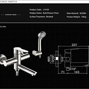 Kitchen Taps Stainless Steel Bathtub Faucet Bathroom Shower Hot and Cold Water Mixing Polished Brused Bathtub Faucets Tap