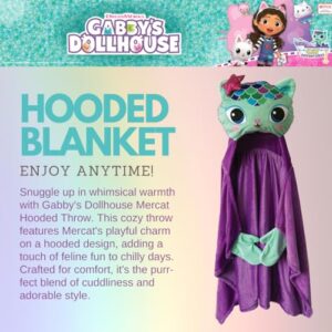 Franco DreamWorks Gabby's Dollhouse Mercat Bedding Super Soft and Cozy Wearable Hooded Throw Blanket, 50" X 30" (Official Licensed Product)