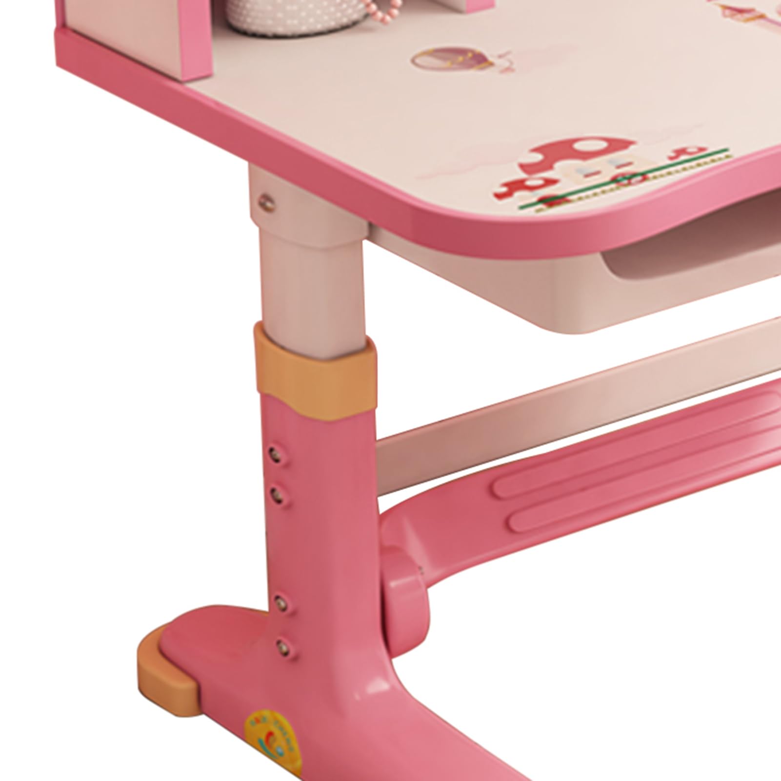 HEVIRGO Kids Learning Desk and Chair Set Pink Desk Set Height Adjustable with Drawers and Bookshelf Widened Desktop Cartoon Castles Learning Desks and Chairs Reading/Learning/Writing for Girls (Pink)