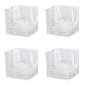 typutomi 4 pack popup laundry hamper, small collapsible mesh laundry baskets dirty clothes basket with handle cube storage basket for washing storage,toy storage,dorm and travel(white,13 inch)