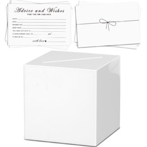 lattysy wedding advice cards and box set-50pcs wedding advice cards for the mr and mrs 1pcs wedding memory box for bridal shower decor, essential wedding decorations for bride and groom