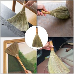 BESTOYARD 2pcs Small Whisk Broom Natural Grass Broom Handheld Sweeping Broom Vietnamese Straw Soft Broom Dirt Debris Brush Head for Sofa Car Corner Asian Broom