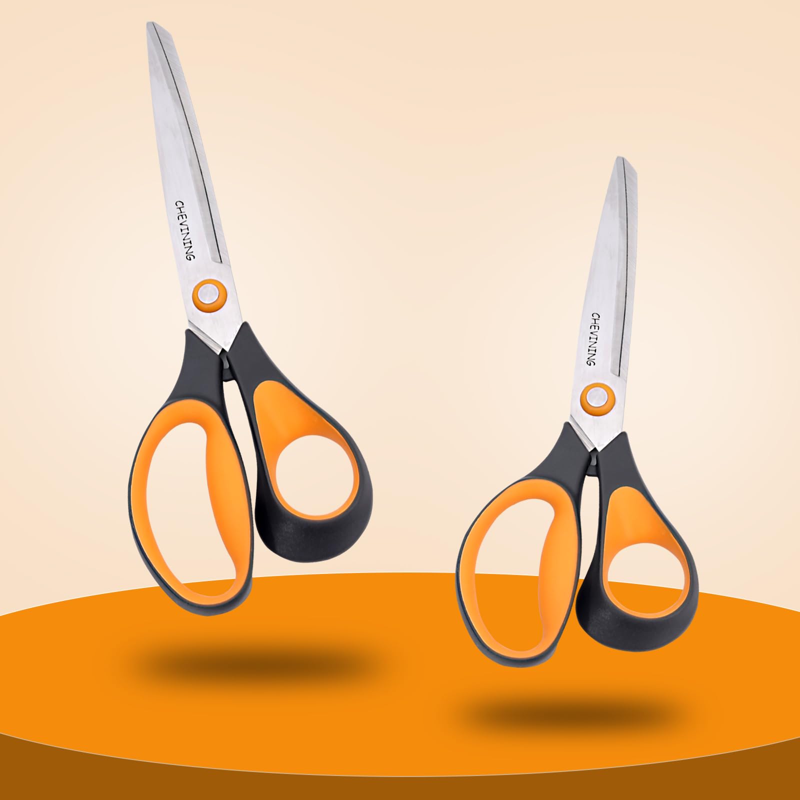 Chevining 7" 8" All Purpose Scissors Utility Scissors for Office Home Supplies,Crafting Scissors 2 Pack,Right Handed,Different Size