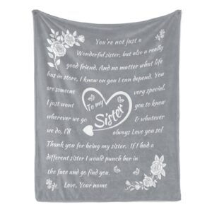 personalized i love sister blanket, ultra soft micro flannel blanket for bed couch living room(kids), 30" x 40"