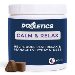 dogletics calm & relax soft chew supplements for dogs - reduce stress & anxiety, behavioral support, promote rest & relaxation for active dogs