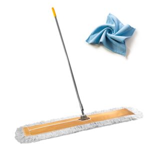 venmark commercial dust mop – 48” floor sweeper for tiles, hardwood, and laminate floors, with aluminum broom handle, reusable duster head - complete with cleaning cloth