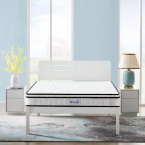 hbaid 10 inch hybrid mattress with gel memory foam,motion isolation individually wrapped pocket coils, pressure relief,back pain relief& cooling bed, queen size