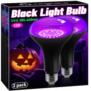 black light bulbs, led black flood light bulb for glow in the dark, 12w blacklight bulb 120w equivalent, uv black light light bulb for glow party, body paint fluorescent poster blacklight