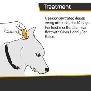 Absorbine Silver Honey Rapid Ear Care Vet Strength Concentrated Doses, 5 Ear Drops for 10 Days on 1 Ear for Dogs & Cats, Medical Grade Manuka Honey & MicroSilver BG