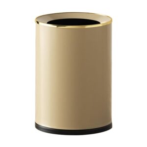 leasylife 2.3gal metal trash can, modern bathroom garbage can, champagne gold fancy gold waste paper baskets for bathroom,bedroom,living room,hotel,office (9l-champagne gold)