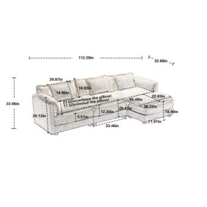 Oversized Modular Sectional Sofa Extra Large L Shaped Sleeper Corner Couch with Reversible Chaise & Thicked Cushions,5 Seat Chenille Upholstered Cloud Sofa&Couches for Living Room Apartment Office