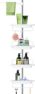 gigecor bathroom shower corner caddy tension pole, corner shower caddy, 4-tier adjustable corner shower shelf, floor to ceiling storage rack organizer holder, bathroom space saving storage rack