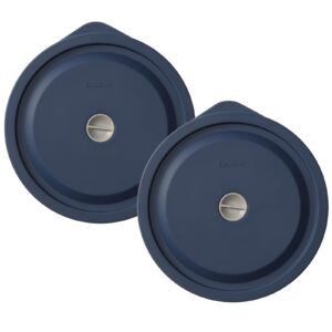 replacement lids for pyrex 7201-pc 4 cup, silicone round storage cover lid for anchor hocking glass bowl 2 pack with date mark dark blue