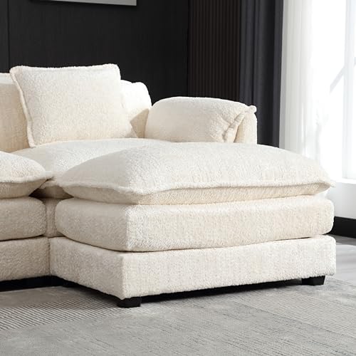 Oversized Modular Sectional Sofa Extra Large L Shaped Sleeper Corner Couch with Reversible Chaise & Thicked Cushions,5 Seat Chenille Upholstered Cloud Sofa&Couches for Living Room Apartment Office