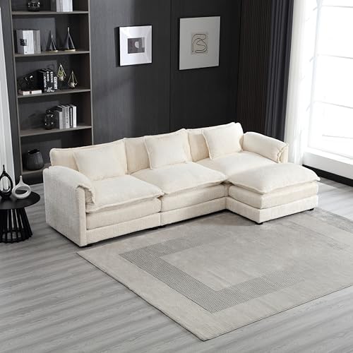 Oversized Modular Sectional Sofa Extra Large L Shaped Sleeper Corner Couch with Reversible Chaise & Thicked Cushions,5 Seat Chenille Upholstered Cloud Sofa&Couches for Living Room Apartment Office