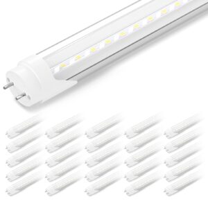 shinestar 25-pack t8 led bulbs 4 foot, ballast bypass, tube lights 18w 2200lm, 5000k daylight, t8 t10 t12 led replacement for fluorescent tubes, dual-end, 2 pin g13 base, clear cover