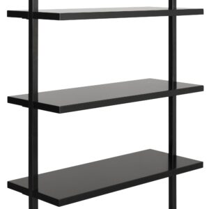 Nathan James Theo 6-Shelf Tall Bookcase, Wall Mount Bookshelf Wood Shelves and Metal Frame, Matte Black