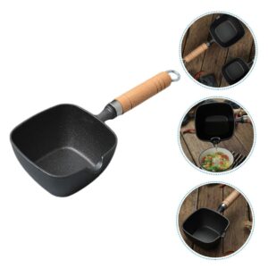 BRIGHTFUFU Square Small Iron Pot with High Heat Oil Mini Pancake Pan Induction Pans for Cooking Omlette Pan Milk Steaming Frying Pan Non Stick Pans Cooking Pans Nonstick Egg Hot Pot Wooden